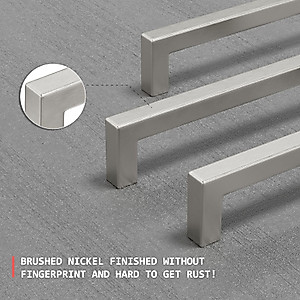 homdiy 10 Pack 5 Inch Brushed Nickel Cabinet Pulls Cabinet Handles Square Door Handles Modern Dresser Drawer Stainless Steel Hardware