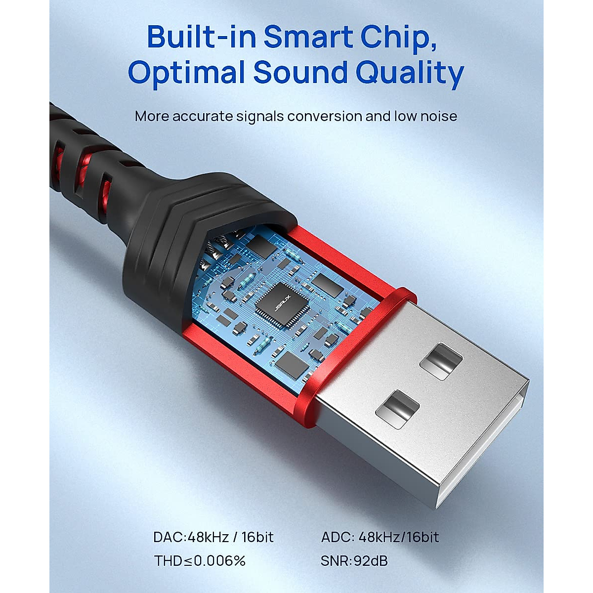 JSAUX USB to 3.5mm Jack Audio Adapter，USB to Audio Jack Adapter Headset，USB-A to 3.5mm TRRS 4-Pole Female, External Stereo Sound Card for Headphone, Mac, PS4, PC, Laptop, Desktops and More -Grey/0.6FT