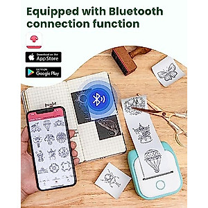 LabelCreate T02 Mini Sticker Thermal Printer, Portable Pocket Sticker Maker Machine, Mobile Phone Picture Printer Compatible with iOS & Android, for Pet Stickers, Kids Birthday, Children, Green