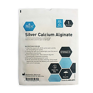 MED PRIDE Silver Calcium Alginate 4" x 5" Wound Dressing Pads| 10-Pack, Antimicrobial, Non-Stick Padding, Sterile, Highly Absorbent & Comfortable|
