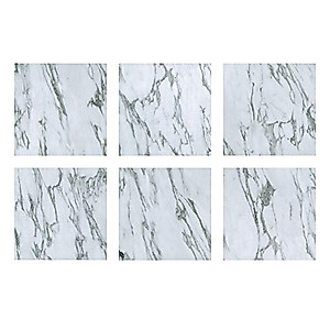 FloorPops FP3329 Opaline Peel Stick Floor Tiles, White & Off-White