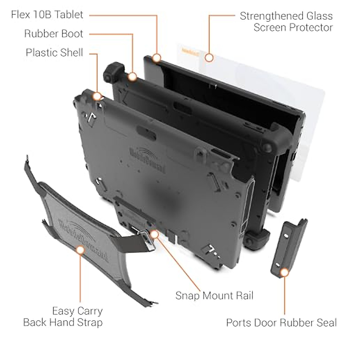 MobileDemand Flex 10B Rugged 10 inch Tablet with Windows 11 Pro Upgrade, Ultra Lightweight 3000mAh Battery 4GB, Tablet PC, Handheld PC with Handstrap for Rough Outdoor Work and Business Activities
