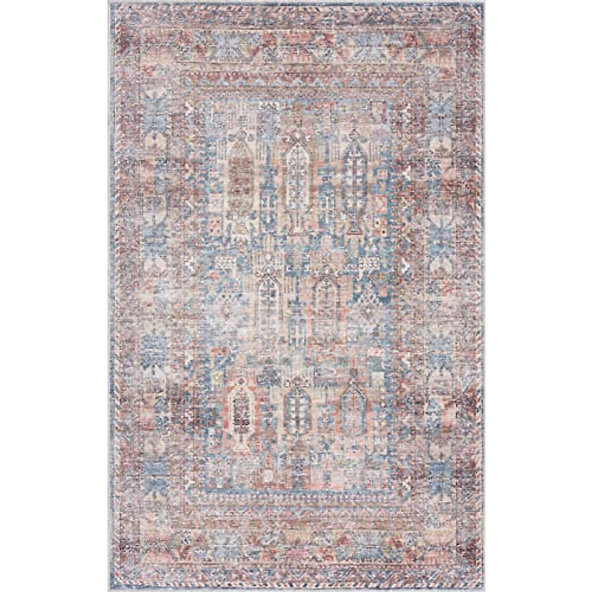 Hauteloom Holi Serie - Sur Machine Washable Oriental Persian Living Room Kitchen Area Rug - Vintage - Red - 2'7"x4'