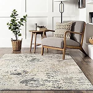 nuLOOM Abstract Contemporary Motto Area Rug, 6' Round, Beige