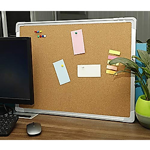 Cork Board Set - Bulletin Corkboard 24 x 18 inch Framed with 10 Thumb Tacks - Small Wall Hanging Message Memo Pin Tackboard Organizer for Home, Office, Desk and Cubicle (Cork 24x18")