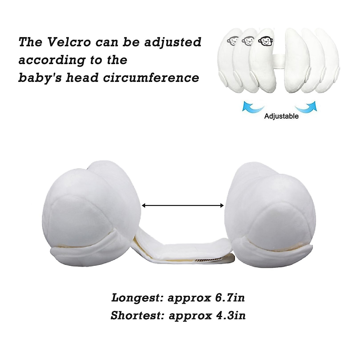 Inchant Adjustable Toddler Headrest & Neck Support, Banana Shape Travel Pillow,Best Headrest for Car Seat,Pushchair, White