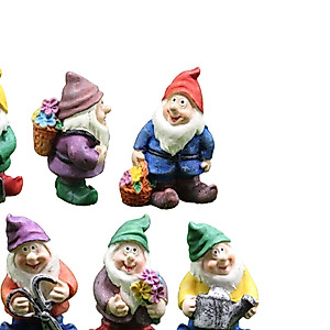 Serenable 7pcs Funny Garden Gnome Resin Ornaments Crafts Micro Landscape Moss Bonsai Decoration Home Decoration Ornaments