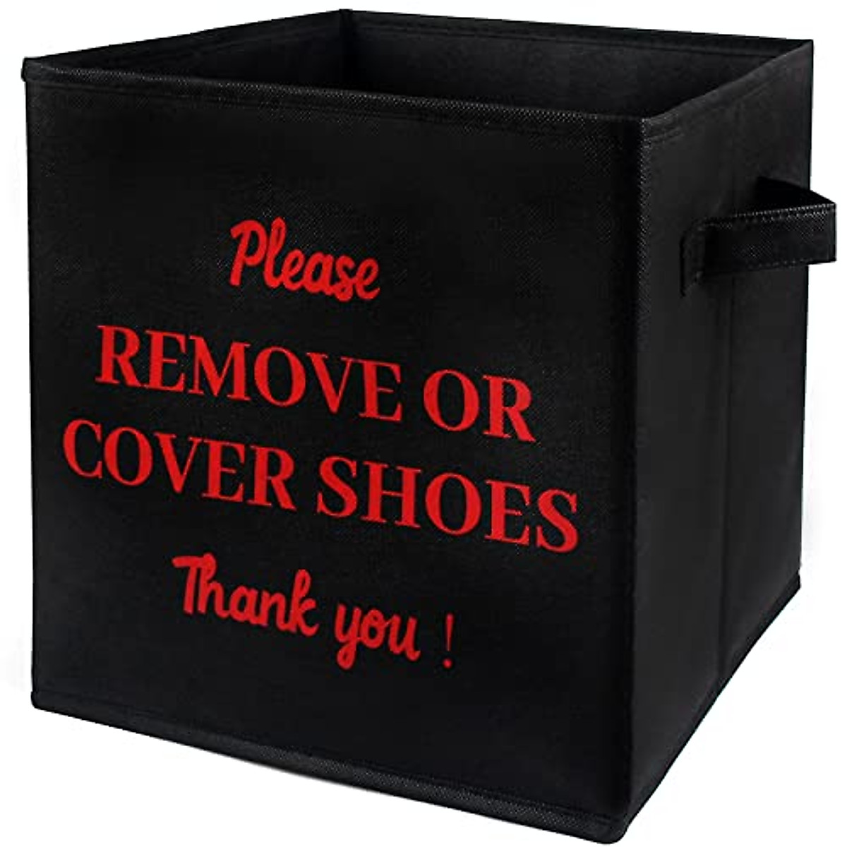 ORLANG Shoe Cover Box, Large Foldable Shoe Cover Holder for Realtors and Open House, Holds over 100 Disposable Shoe Covers, with Please Remove Or Cover Shoes Sign, Black(1 Pack)