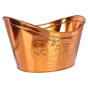 Beavorty 1pc Sacrificing Home Iron Porsperity Luck Burner Leaf Bucket Office Metal Backyard Wealth Bao Yuan Shui Burn Golden Buddhist Burning Pit Garden Bin Supplies Funeral Bonfire