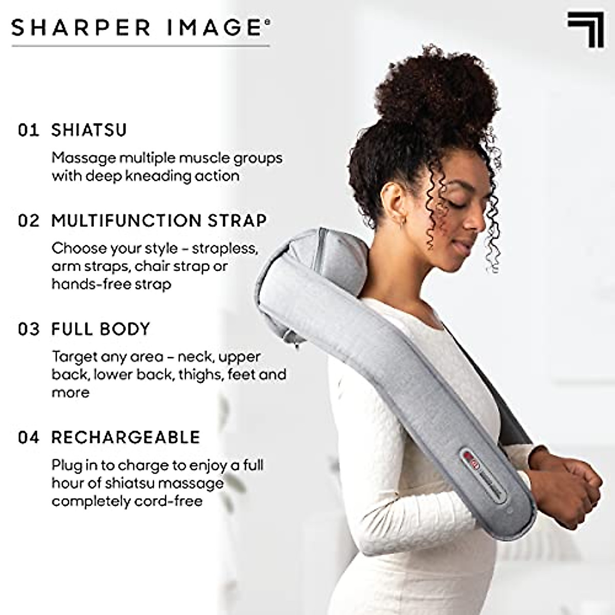 Sharper Image Shiatsu Full Body Multifunction Cordless Massager, Wireless & Rechargeable - Best Massage for Neck Back Shoulders Feet Legs, Holiday Gift