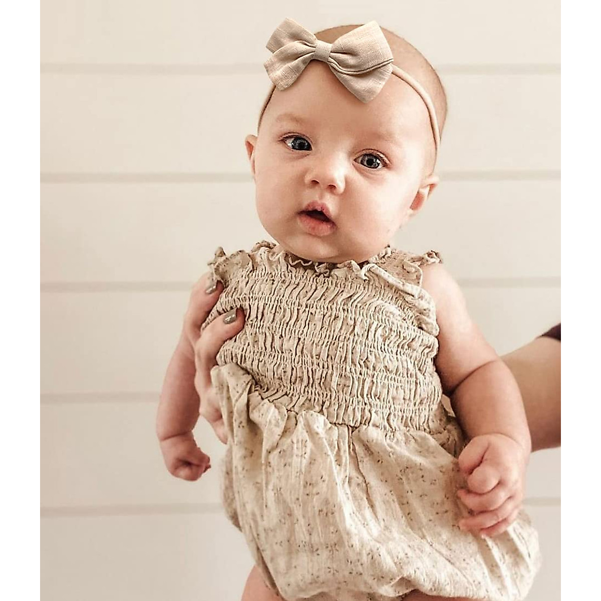 Cherssy Baby Girl Headbands and Hair Bows, 10pcs Stretchy Nylon Hairbands for Newborn, Infant, Toddlers