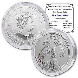 2023 P 1 oz Silver Australian Lunar Series III Year of the Rabbit Coin (in Capsule) Brilliant Uncirculated $1 Seller BU