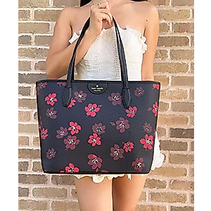 Kate Spade Lori Large Top Zip Tote Black Multi Dancing Bloom Red Floral