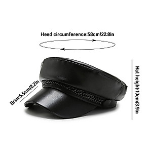 XYIYI Black Women Fiddler Cap Newsboy Hat PU Leather Visor Beret Cap Paperboy Gatsby Hat
