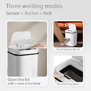 zyqkcl Smart Trash can, Automatic Motion Sensor Trash Can with Lid Electric Waterproof 4 gallons Garbage Bin for Toilet, Kitchen, Living Room, Bedroom, Office, RV(White,No Battery)