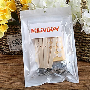 MILIVIXAY 3.5 inch Candle Wick Bundle: 100PCS Candle Wicks, 100PCS Candle Wick Stickers and 6PCS Wooden Candle Wick Holders - Wicks Coated with Paraffin Wax, Cotton Wicks Kits for Candle Making.