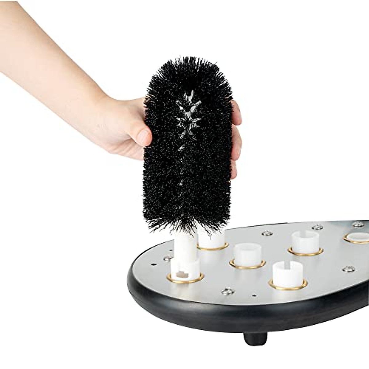 Restaurantware Clean Tek Professional 5-Brush Electric Glass Washer 1 Heavy-Duty Bar Washer - Upright For Bar Or Kitchen Stainless Steel Automatic Glass Washer 115V 1.3 HP NEMA 5-15P Plug