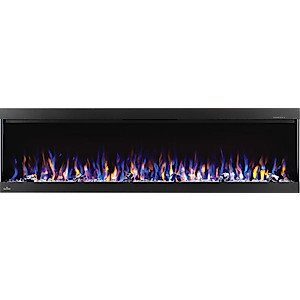 Napoleon Trivista Pictura 60 3-Sided Electric Linear Fireplace - Built-in Design - Multi-Color Flames with Large Crystal Cubes and Natural Looking Birch Logs - NEFL60H-3SV