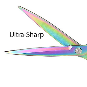 Fabric Scissors, Yelia Professional Tailor Scissors, Multifunctional Ultra-Sharp Titanium Coating Sewing Scissors, Stainless Steel Clothing Scissors for Home and Office - Length 10.5 Inches
