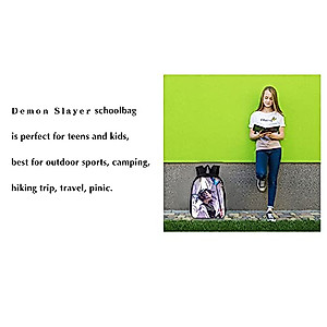 Fdetfs Anime Demon Slayer School Backpack, Set 3 Piece Students Schoolbag, Anime Bag for Teens Boys and Girls-Shinobu I