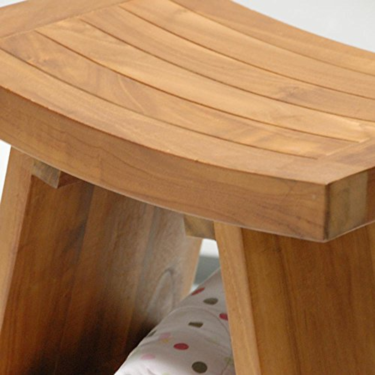 ((Arrive Fully Assembled)) Heavy Fuji I Teak Shower Bench or Pool Side Bench Chair Height Stool with Shelf. No Paint just Teak Oil Applied. by BayviewPatio