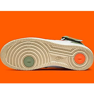 Nike mens Air Force 1 Mid Qs, White/Oil Green/Sail/Total Ora, 10