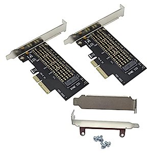 2x M.2 to PCIe NVMe SSD Adapter Card 2242 2260 2280 M2 Drive to Desktop PCI Express x4 x8 x16 Slot, Includes Brackets
