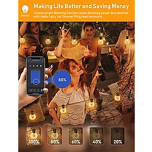 Outdoor String Lights with Dimmer - 50Ft Led Patio Lights App Control 3 Modes Waterproof Connectable Hanging Light with Timer Function 25 Plastic G40 Globe Bulb for Backyard Porch Balcony Party Decor