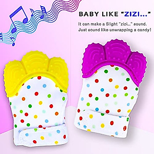 Teething Mittens for Baby (2 Pack) with Baby Teething Toys (3 Pack), Self Soothing Pain Relief Mitt, Silicone Baby Teethers, BPA-Free, Natural Organic Freezer Safe for Infants and Toddlers