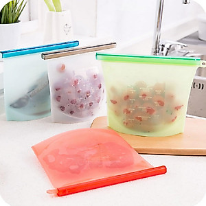 Reusable Silicone Food Storage Bags, WINDSIUUU 100% Silicone Food Grade Containers, Leakproof, Sandwich Snack Bags, Stand Up Zip Container for Soup and Leftovers, Dishwasher & Microwave Oven Safe-18OZ