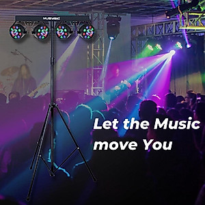 MUSYSIC LED RGB Dj Light with Stand, 4 Par Powerhouse GigBar for Parties, Concerts, and Light Shows, Lighting Package w/Stage Light Stand - MU-L31G