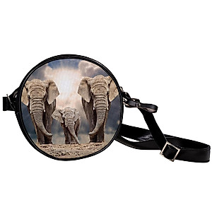 Elephant Animal Crossbody Bag for Women Circle Purse Shoulder Handbag Wallet Crossbody Purse Bag