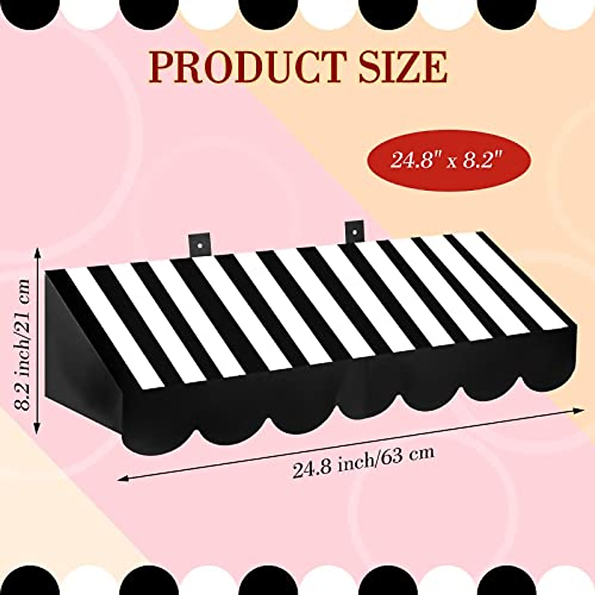 Tallew 4 Piece 3D Awning Wall Decorations Stripes Paper Awning Kids Awnings Circus Birthday Party Decor Carnival Theme Party Decorations for Doors Window Wall Classroom Home Concession Room(Black)