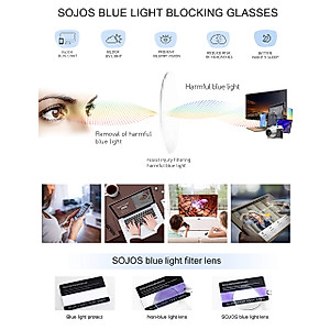 SOJOS Oversized Aviator Blue Light Blocking Glasses for Women Men, Metal Frame Clear Lens Eyeglasses SJ5098, Matte Black Frame/Anti-Blue Light Lens
