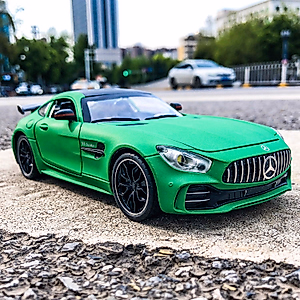 BDTCTK 1/24 Benz AMG GTR Toy Cars Model Car, Zinc Alloy Pull Back Toy car with Sound and Light for Kids Boy Girl Gift(Green)