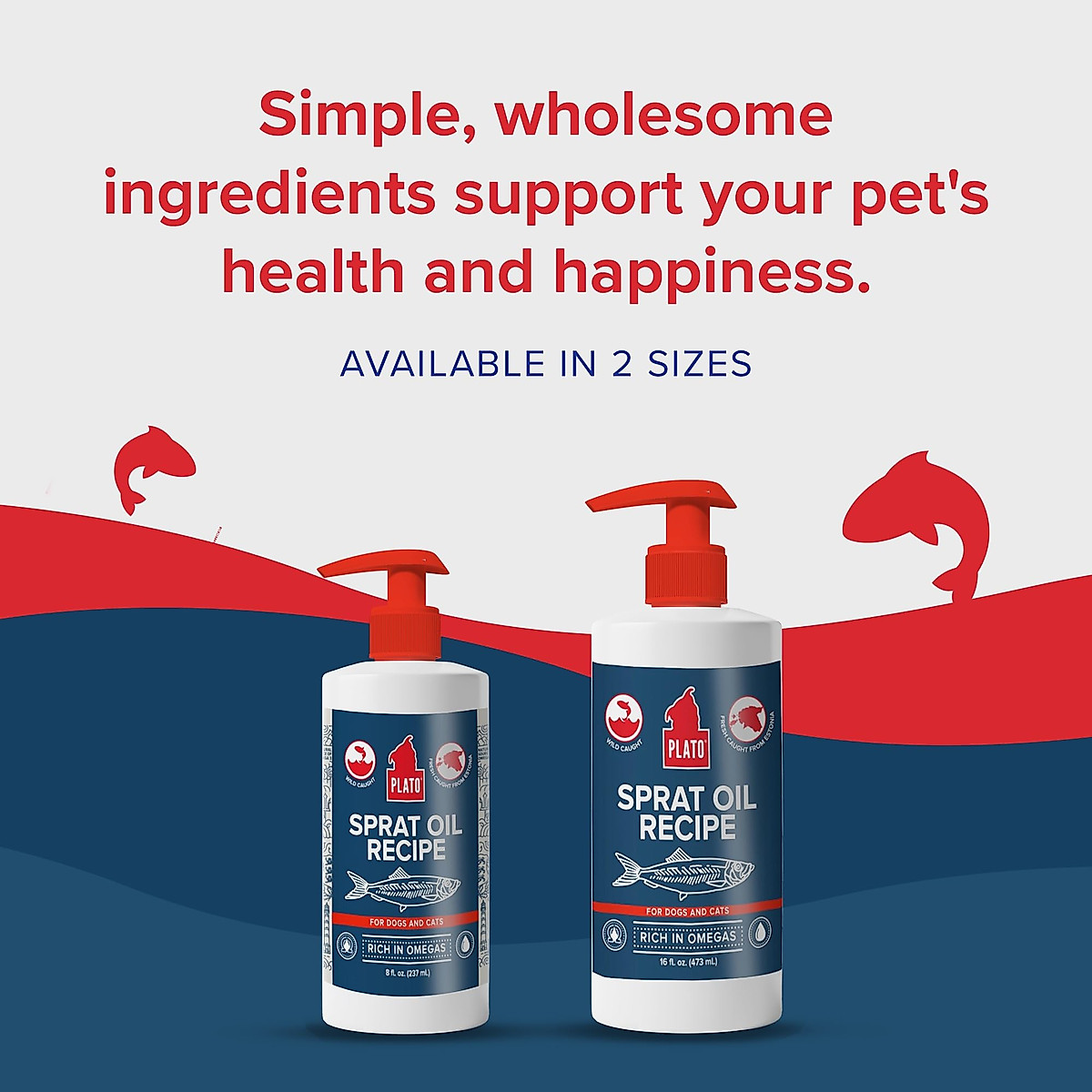 PLATO Pet Treats Fish Oil for Dogs - Omega 3 Oil for Dogs - Supports Healthy Skin and Coat - Baltic Sprat Oil Recipe 16oz