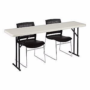 Norwood Commercial Furniture 6' Indoor/Outdoor Folding Training Table, Rectangular Blow-Molded Plastic Folding Training and Event Table, Gray
