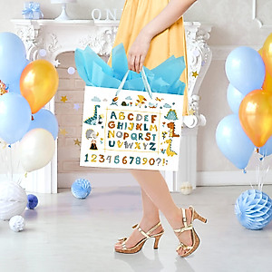 13" Large Dinosaur Baby Boy Gift Bag Baby Shower Birthday Gift Bag with Card and Tissue Papers