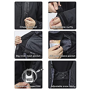 WULFUL Women’s Waterproof Snow Ski Jacket Mountain Windproof Winter Coat with detachable hood