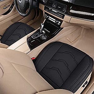 COCOVER 2 pcs Front Car Seat Covers, Faux Leather Protectors for Front Seats,Waterproof and Anti-Slip Cushions, Wrap Around The Bottom, Fits Most of Vehicles(Dimensions: 21.25''x 20.87'')–Black