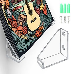 LANXGNAN Clear Vinyl Record Holder Wall mounted Mount, Acrylic Album Record Floating Shelf Display Your Daily LP Listening in Office Home (12)