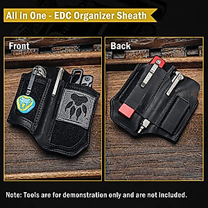 VIPERADE PL8 Multitool Sheath, EDC Leather Organizer Sheath with DIY Patch Area, Leather Sheath for Multitool, Knife, EDC Tools, EDC Pocket Organizer for Men