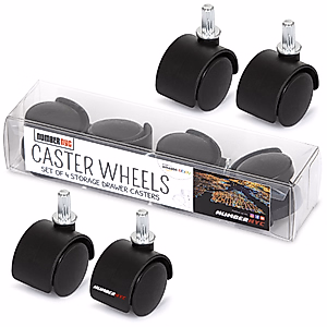 4 Caster Wheels for Plastic Drawers Carts & Storage Drawer Units 2" Replacement Casters by NUMBERNYC