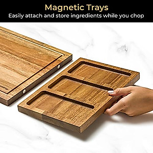 SMIRLY Acacia Wood Cutting Board Set - Wooden Cutting Boards for Kitchen, Chopping Board Set - Kitchen Cutting Board with Storage - Wood Cutting Boards for Kitchen, Large Meal Prep Cutting Board