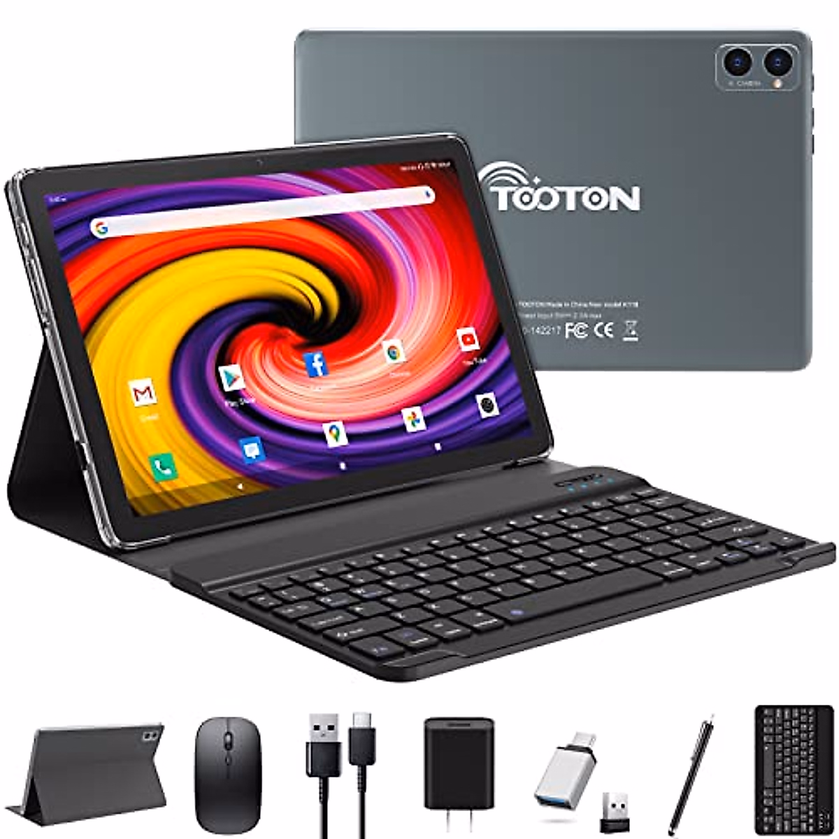 2023 Tablet 10.1 Inch 2 in 1 Android Tablet with keyboard Octa-Core Processor 128GB Storage 1TB Expandable, 13+8MP Dual Camera, Newest Tablets PC with Case Mouse Stylus Support 5G WiFi, IPS FHD Screen