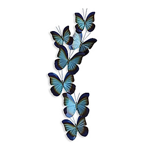 T.I. Design Blue Butterflies Contemporary Metal Wall Decor