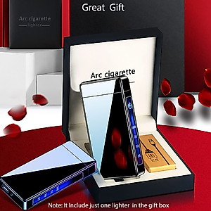 Dual Arc Plasma Lighter Windproof USB Rechargeable Flameless Lighter with LED Battery Indicator and Touch Sensor Switch (ICE Black)