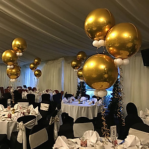TABLECLOTHSFACTORY 2 Pack 14" Rose Gold Aluminum Foil Round Sphere Balloon Wholesale 4D Orbz Mylar Balloons