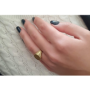 Elegant jewel box Unisex Oval custom signet ring in solid gold 9k, 14k, & 18k, Personalized signet ring, Custom Initial engraved chevalier ring, Family gift, RN386