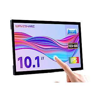 waveshare 10.1inch Capacitive Touch Screen LCD Compatible with Raspberry Pi 5/4B/3B+/3A+/2B/B+/A+/Zero/Zero W/WH/Zero 2W CM3+/4 1024×600, HDMI IPS 10-Points Touch Supports Windows/Jetson Nano